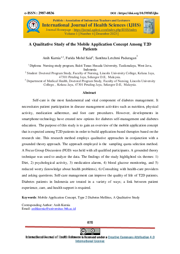 (PDF) Qualitative Study of the Mobile Application Concept Among T2D Patients