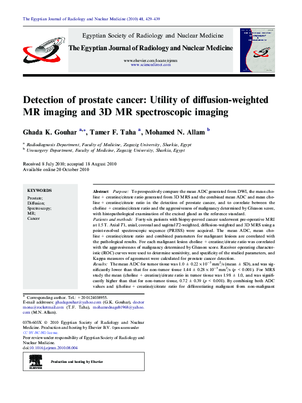 (PDF) Detection of prostate cancer: Utility of diffusion-weighted MR ...