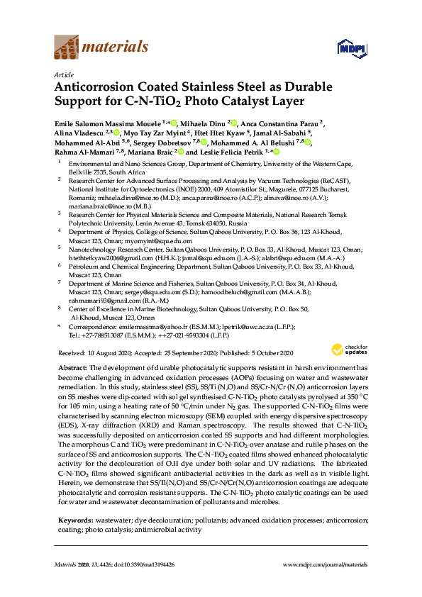 (PDF) Anticorrosion Coated Stainless Steel as Durable Support for C-N ...