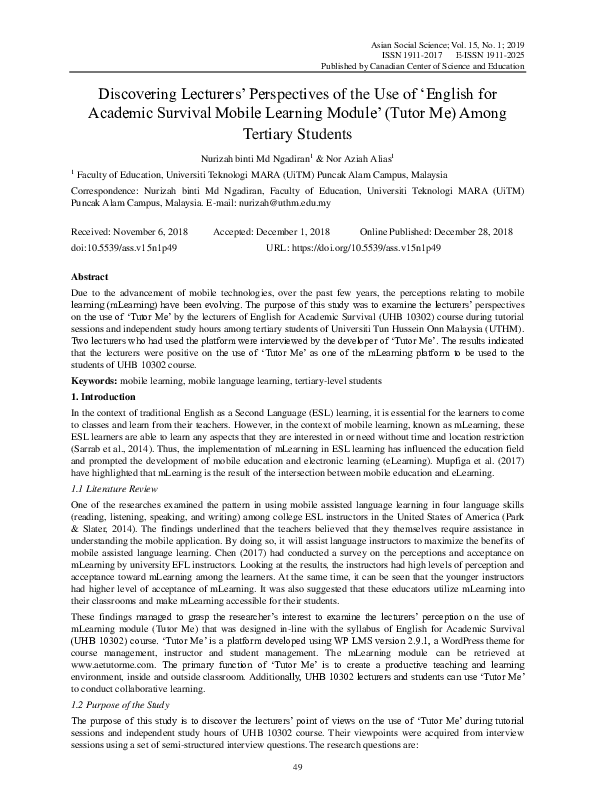 (PDF) Discovering Lecturers’ Perspectives of the Use of ‘English for ...