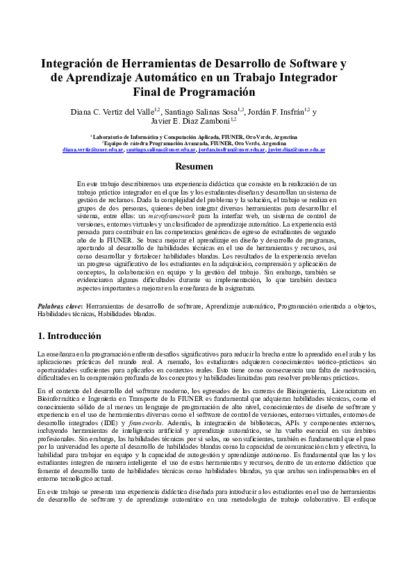 (PDF) Integración de Herramientas de Desarrollo de Software y de Aprendizaje Automático en un ...