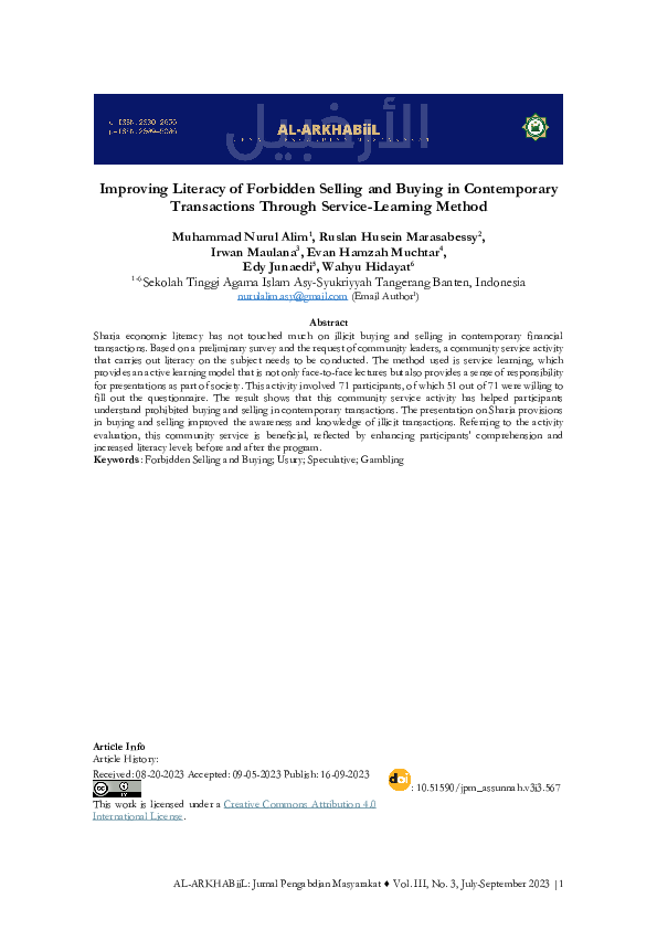 (PDF) Improving Literacy of Forbidden Selling and Buying in ...