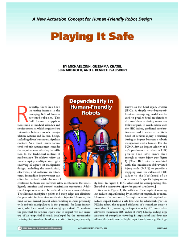 (PDF) A New Actuation Concept for Human-Friendly Robot Design