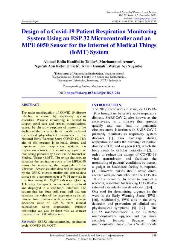 (PDF) Design of a Covid-19 Patient Respiration Monitoring System Using ...