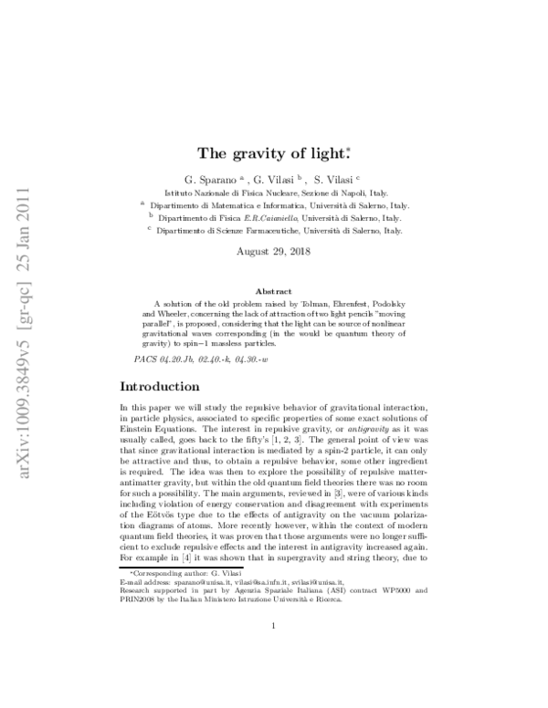 (PDF) On the gravity of light
