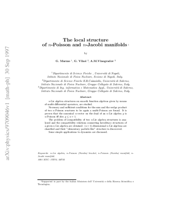 (PDF) The local structure of n-Poisson and n-Jacobi manifolds