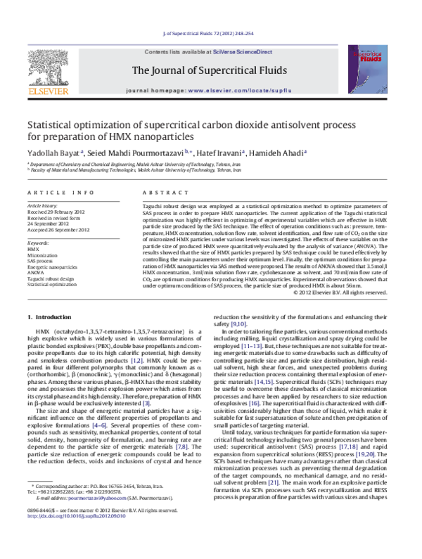 (PDF) Statistical optimization of supercritical carbon dioxide antisolvent process for ...