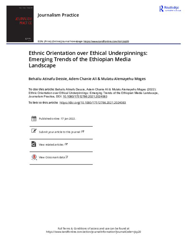 (PDF) Ethnic Orientation over Ethical Underpinnings: Emerging Trends of the Ethiopian Media ...