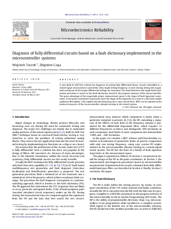 (PDF) Diagnosis of fully differential circuits based on a fault ...