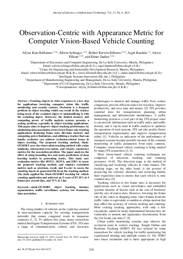 (PDF) Improved Vehicle Counting via Occlusion Tracking