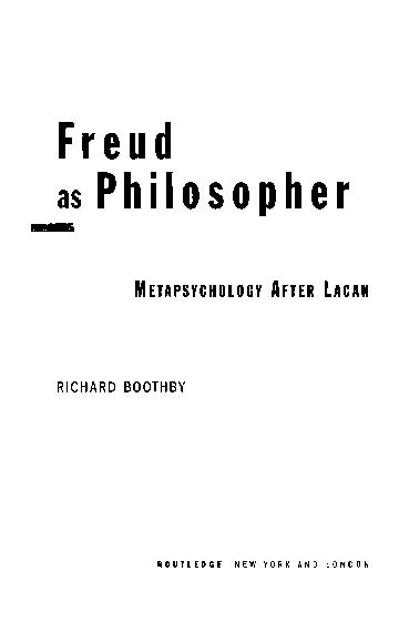 (PDF) Freud as philosopher: metapsychology after Lacan