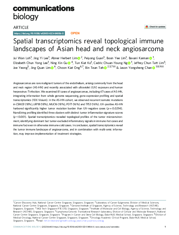 (PDF) Spatial transcriptomics reveal topological immune landscapes of ...