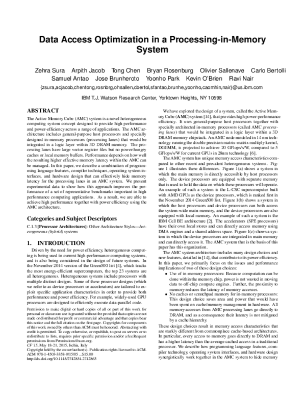 (PDF) Data access optimization in a processing-in-memory system