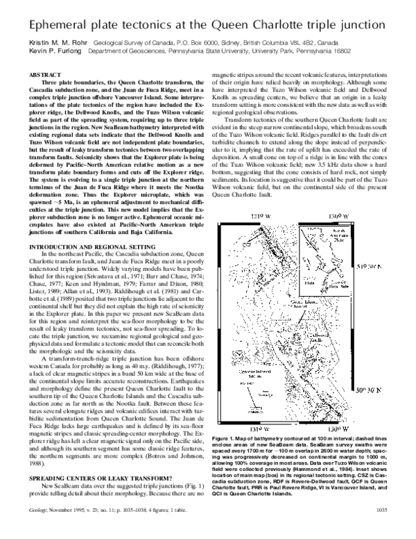(PDF) Ephemeral plate tectonics at the Queen Charlotte triple junction