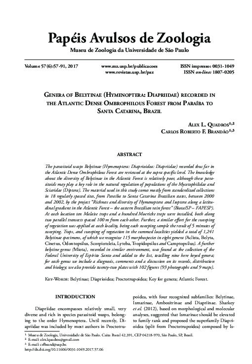 (PDF) Genera of Belytinae (Hymenoptera: Diapriidae) recorded in the ...