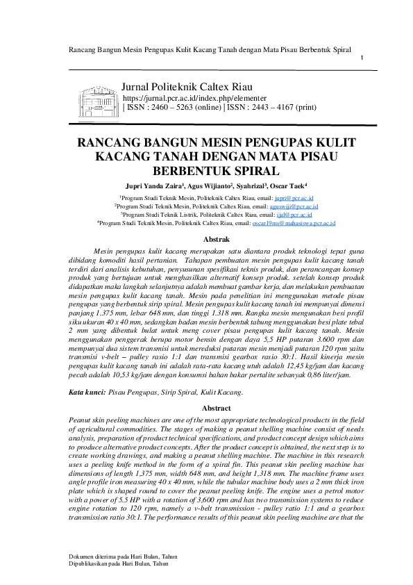 (PDF) Rancang Bangun Mesin Pengupas Kulit Kacang Tanah Dengan Mata ...