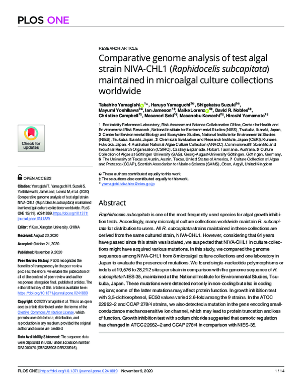 (PDF) Comparative genome analysis of test algal strain NIVA-CHL1 ...