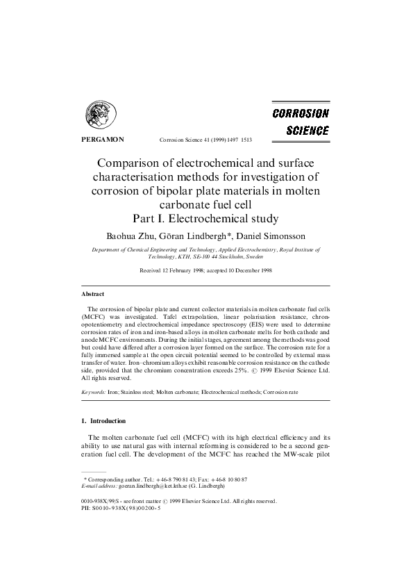 (PDF) Comparison of electrochemical and surface characterisation methods for investigation of ...