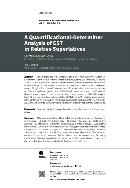 (PDF) A quantificational-determiner analysis of EST in relative superlatives