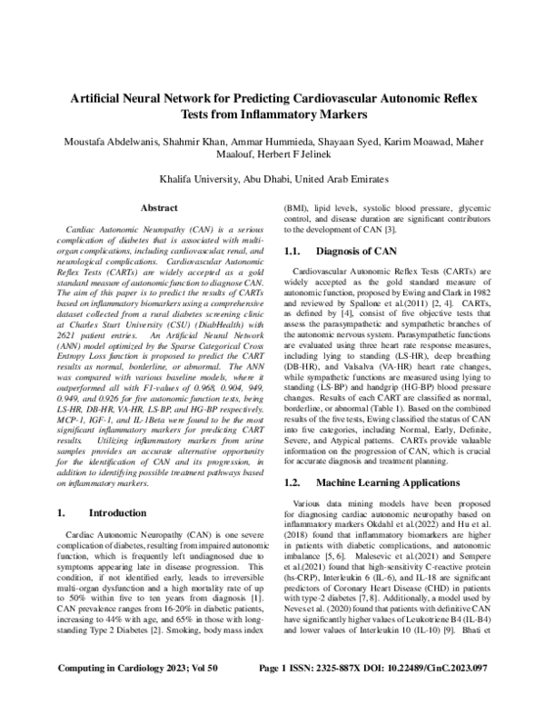 (PDF) Artificial Neural Network for Predicting Cardiovascular Autonomic ...