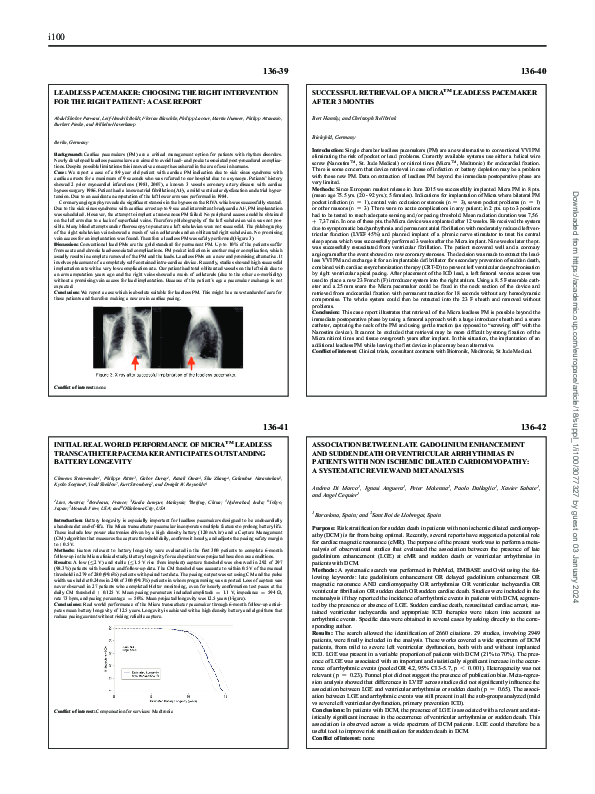 (PDF) 136-41: Initial Real World Performance of Micra™ Leadless ...