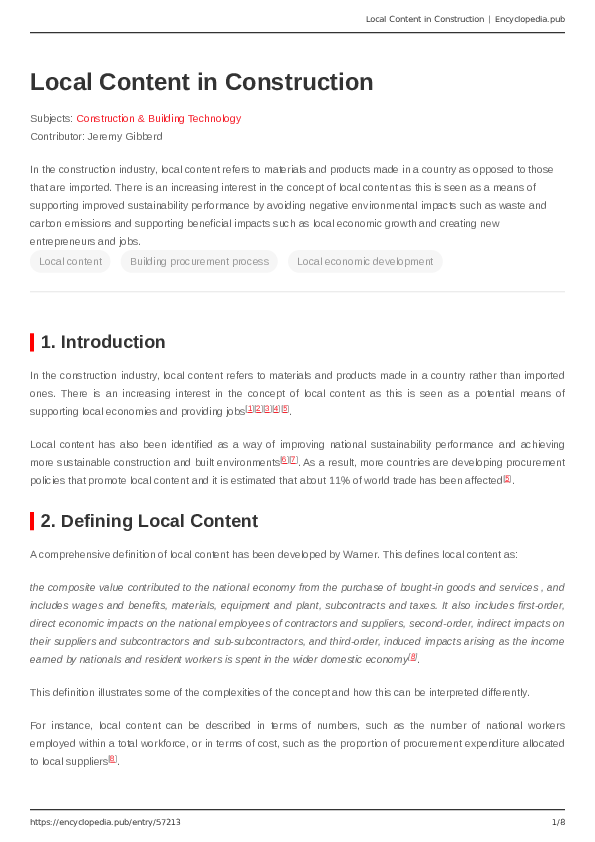 (PDF) Local Content in Construction
