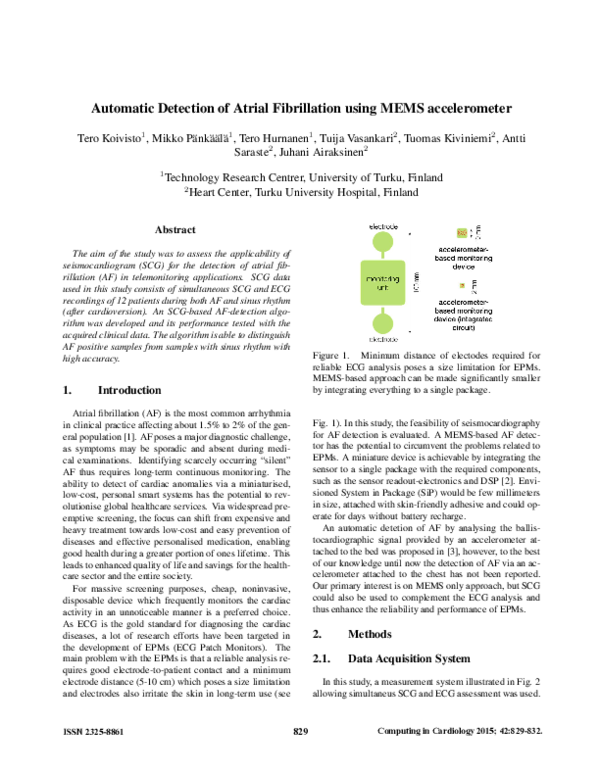 (PDF) Automatic detection of atrial fibrillation using MEMS accelerometer