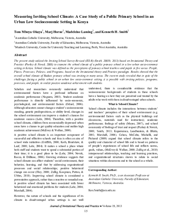 (PDF) Measuring Inviting School Climate