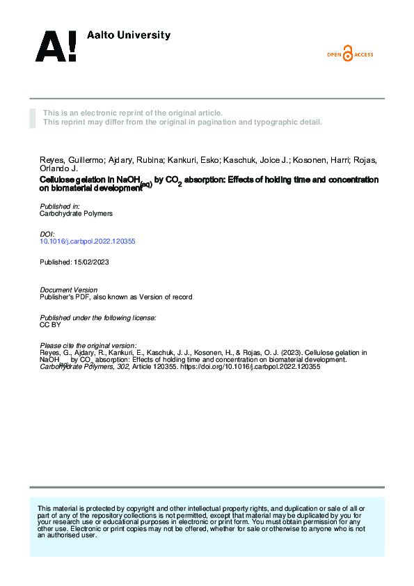 (PDF) Cellulose gelation in NaOH(aq) by CO2 absorption: Effects of ...