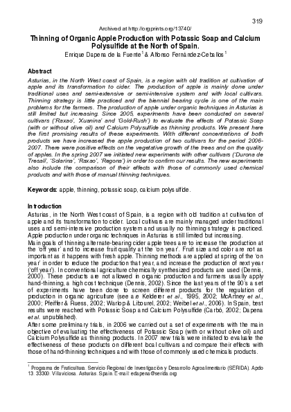 (PDF) Thinning of Organic Apple Production with Potassic Soap and ...