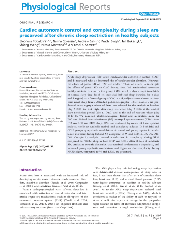 (PDF) Cardiac autonomic control and complexity during sleep are ...