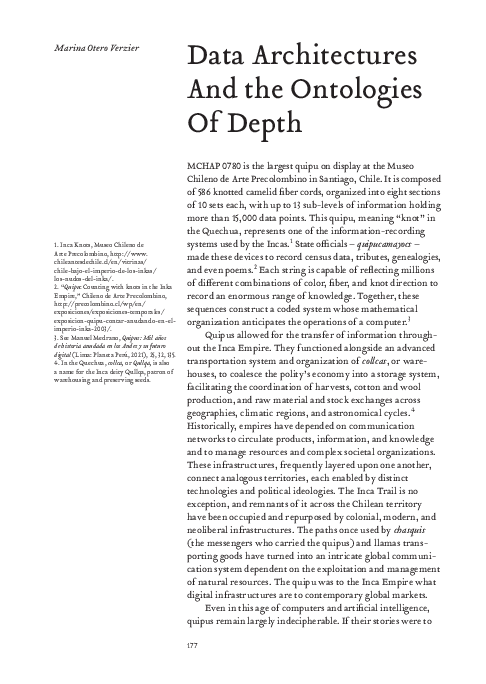 (PDF) Data Architectures And the Ontologies Of Depth