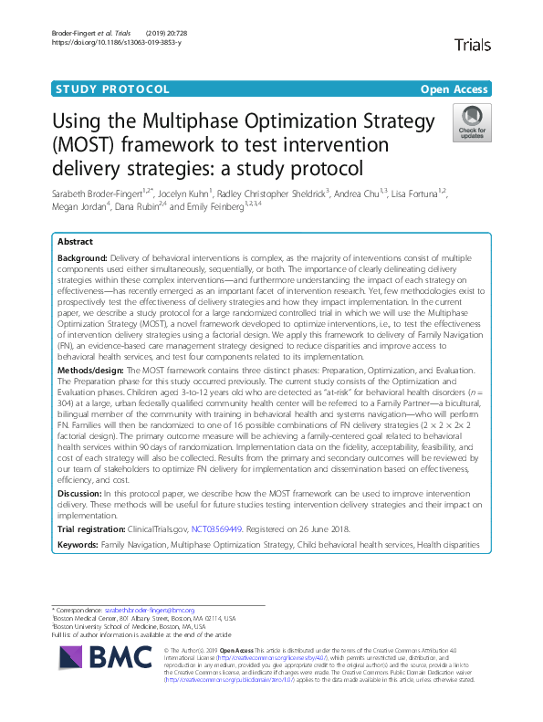 Pdf Using The Multiphase Optimization Strategy Most Framework To Test Intervention Delivery