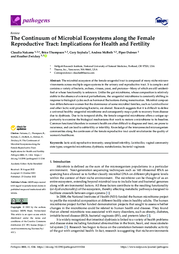 (PDF) The Continuum of Microbial Ecosystems along the Female ...