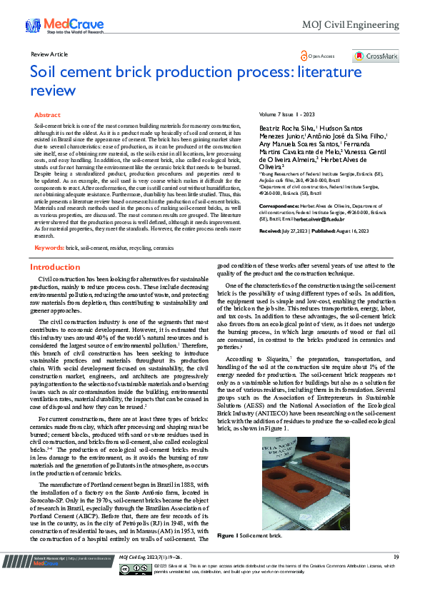 (PDF) Soil cement brick production process: literature review