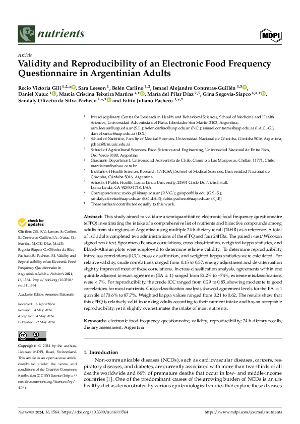 (PDF) Validity and Reproducibility of an Electronic Food Frequency ...