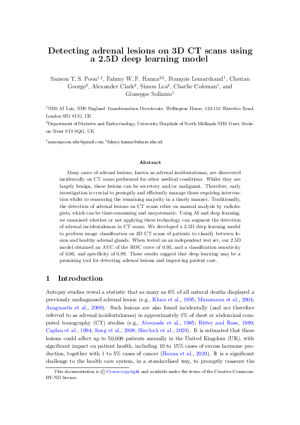 (PDF) Detecting adrenal lesions on 3D CT scans using a 2.5D deep ...