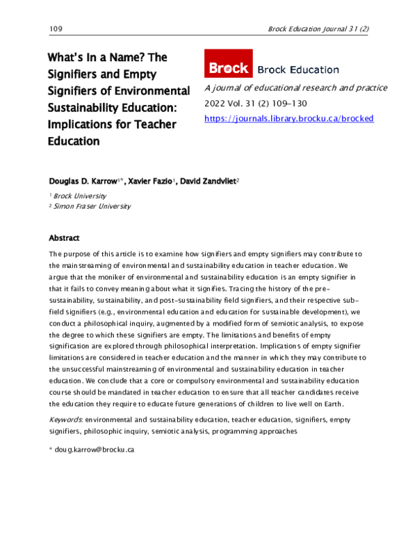 (PDF) What’s In a Name? The Signifiers and Empty Signifiers of ...