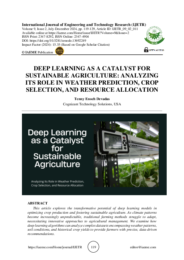 (PDF) DEEP LEARNING AS A CATALYST FOR SUSTAINABLE AGRICULTURE ...
