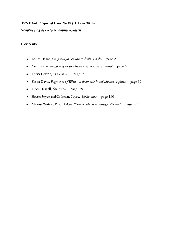 (PDF) Scriptwriting as creative writing research | Linda Hassall ...