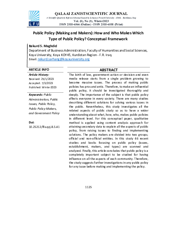 (PDF) Public Policy (Making and Makers): How and Who Makes Which Type ...