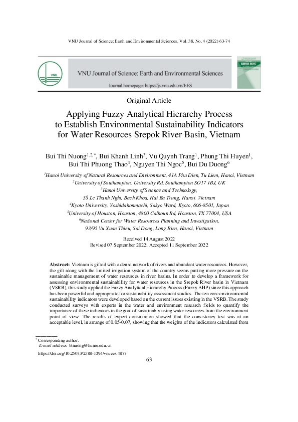 (PDF) Applying Fuzzy Analytical Hierarchy Process to Establish Environmental Sustainability ...