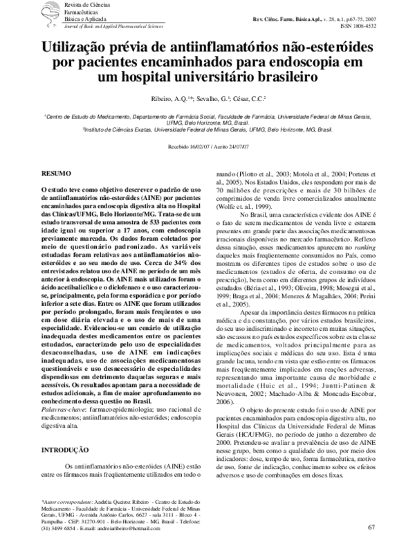 (PDF) Utilização prévia de antiinflamatórios não-esteróides por ...