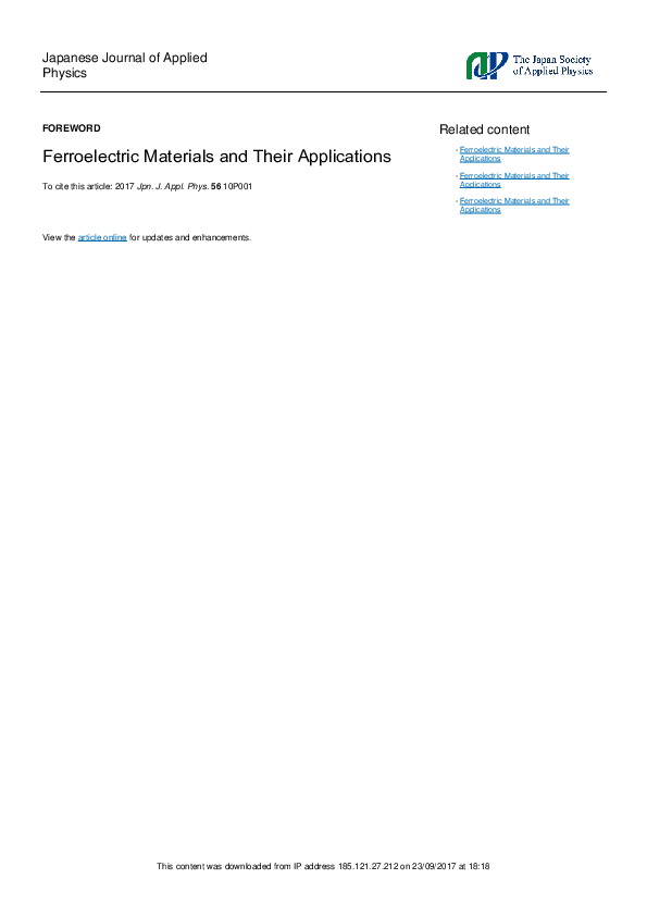 (PDF) Ferroelectric Materials and Their Applications