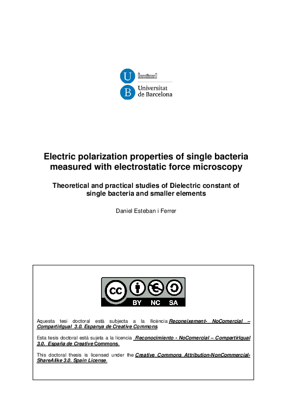 (PDF) Electric polarization properties of single bacteria measured with electrostatic force ...