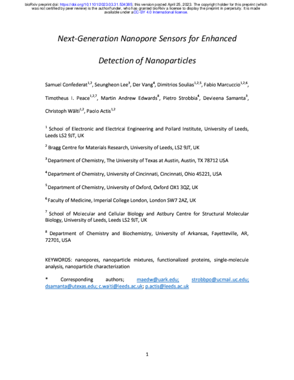 (PDF) Next-Generation Nanopore Sensors for Enhanced Detection of ...
