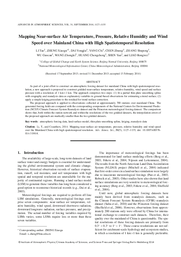 (PDF) Mapping near-surface air temperature, pressure, relative humidity and wind speed over ...