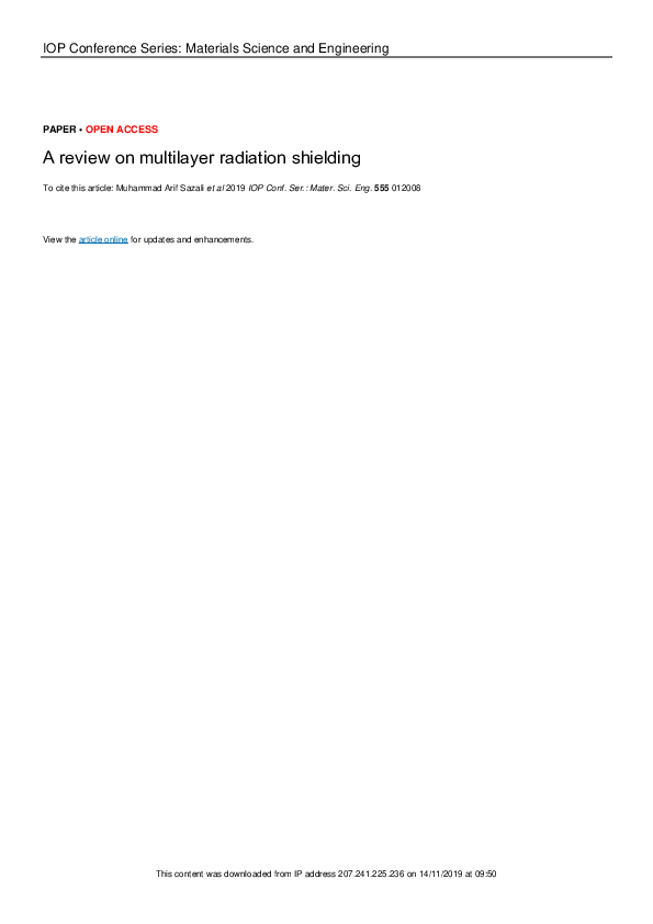 (PDF) A review on multilayer radiation shielding