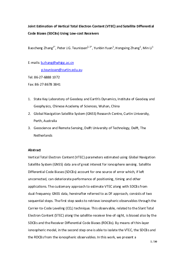 (PDF) Joint estimation of vertical total electron content (VTEC) and ...