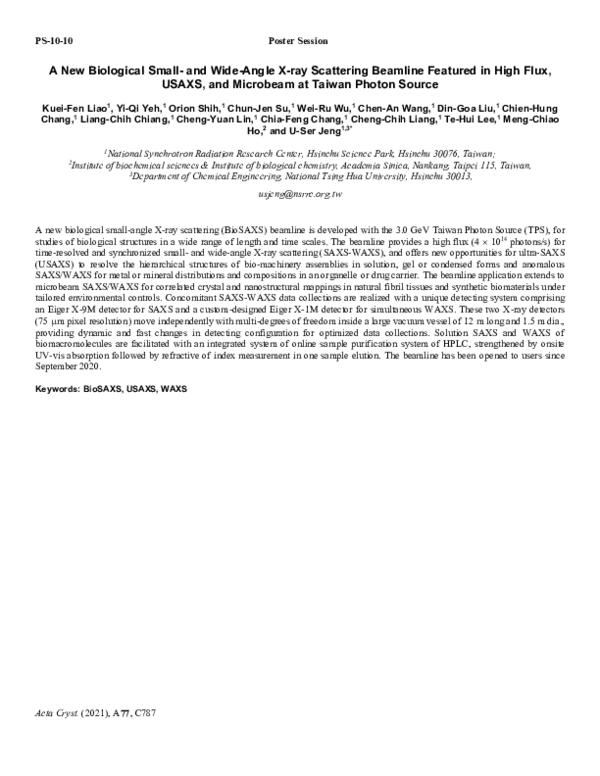 (PDF) A new biological small- and wide-angle X-ray scattering beamline ...